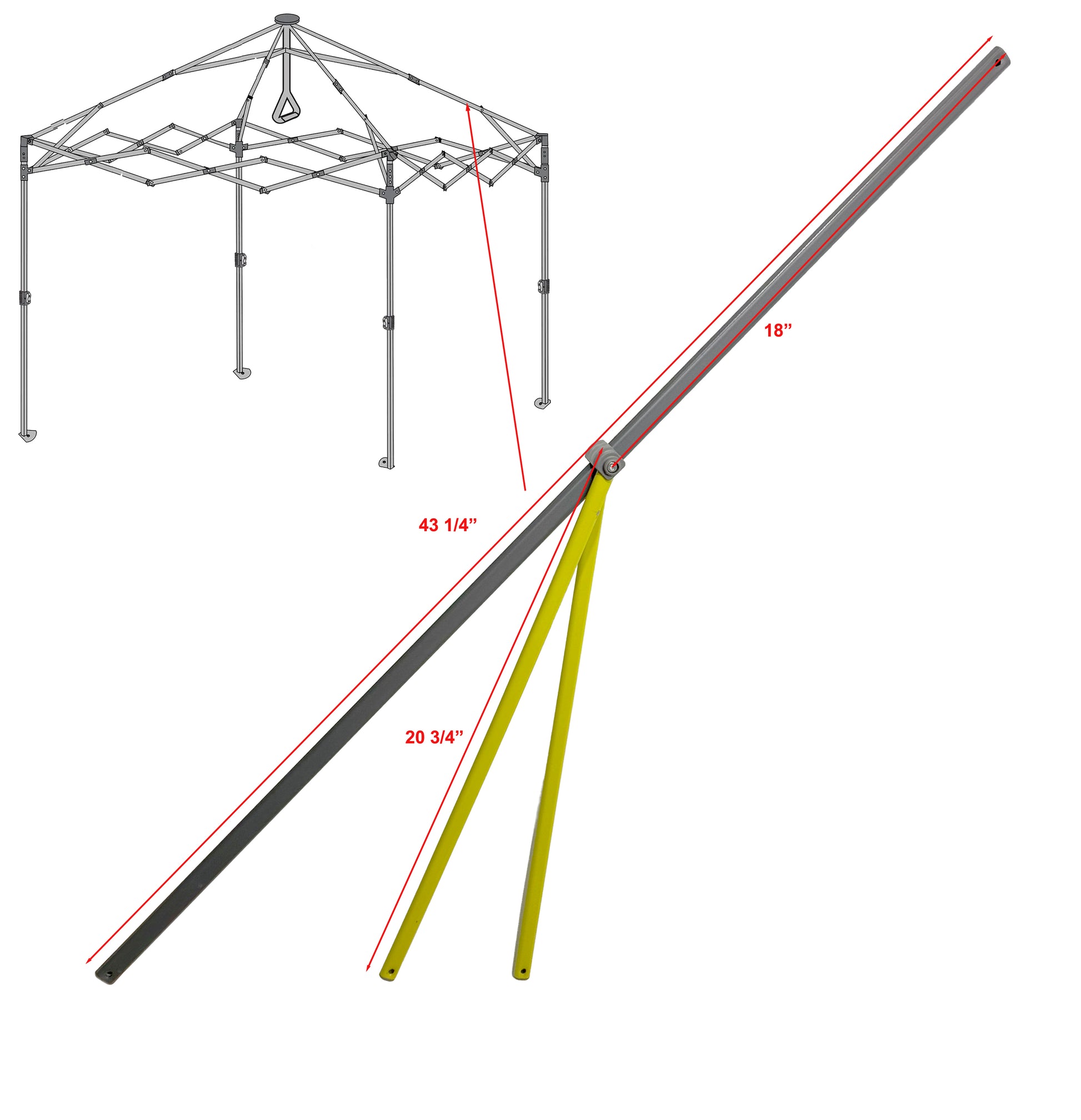 Replacement Lower Truss Bar for CORE 10' x 10' Center Push Canopy ...