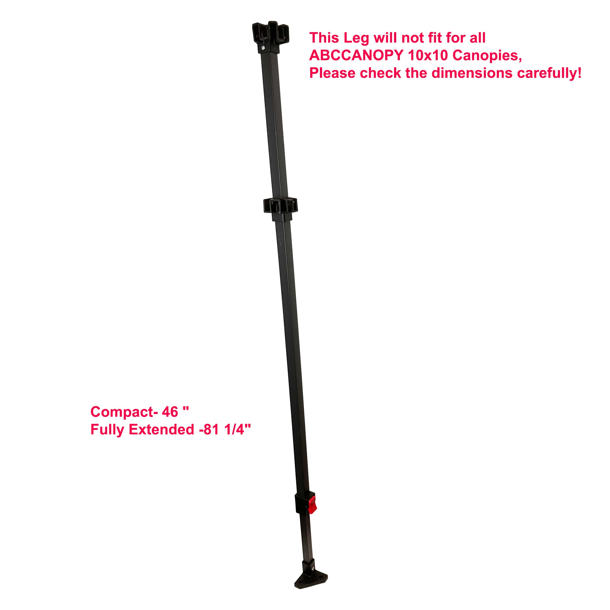 Adjustable Leg Replacement for ABCCANOPY 10x10 One Button Canopy | Dark ...